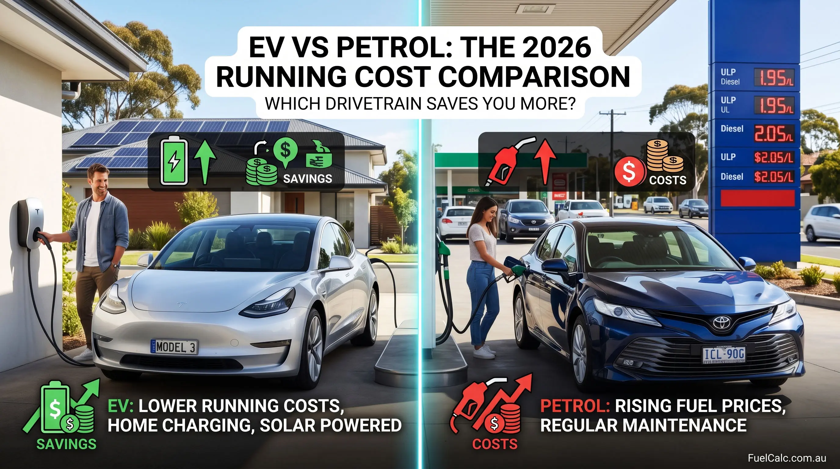 EV vs Petrol Car: True Running Costs in Australia (2026) — FuelCalc Blog